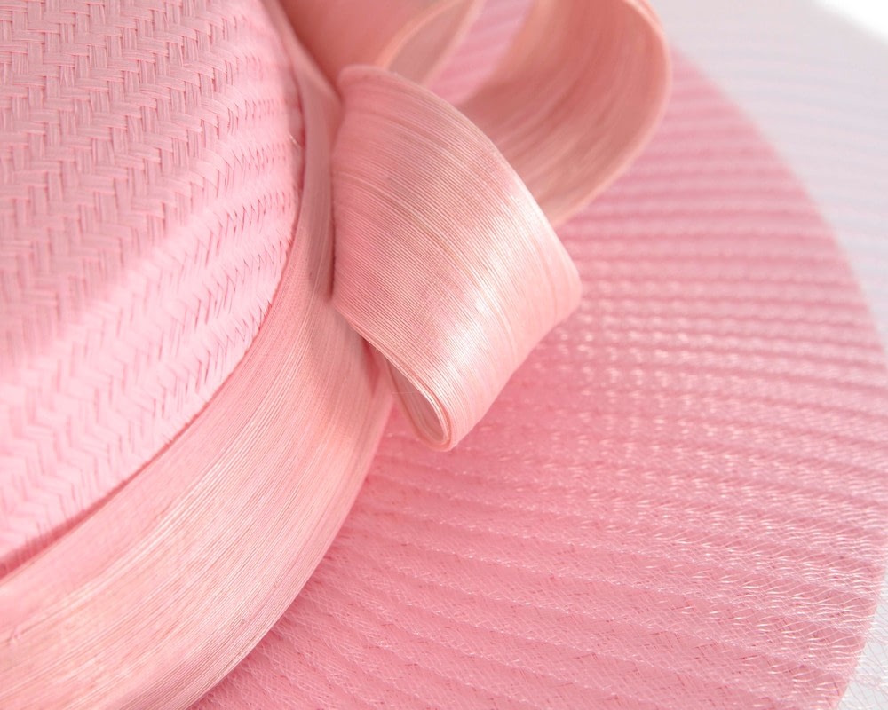Pink wide brim boater hat by Fillies Collection | Fascinators Online