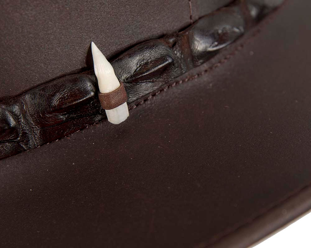 Brown Australian Leather Outback Jacaru Hat with Crосоdile Teeth Online ...