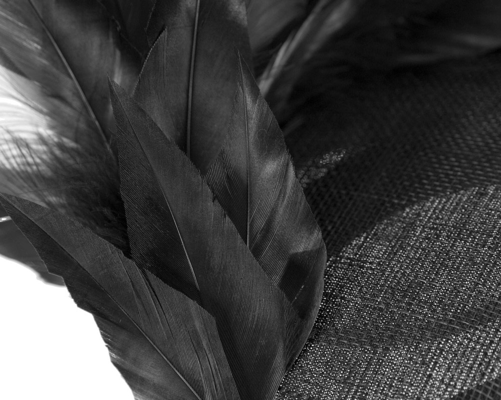 Black Spring Racing Fascinator With Feathers - Fascinators.com.au
