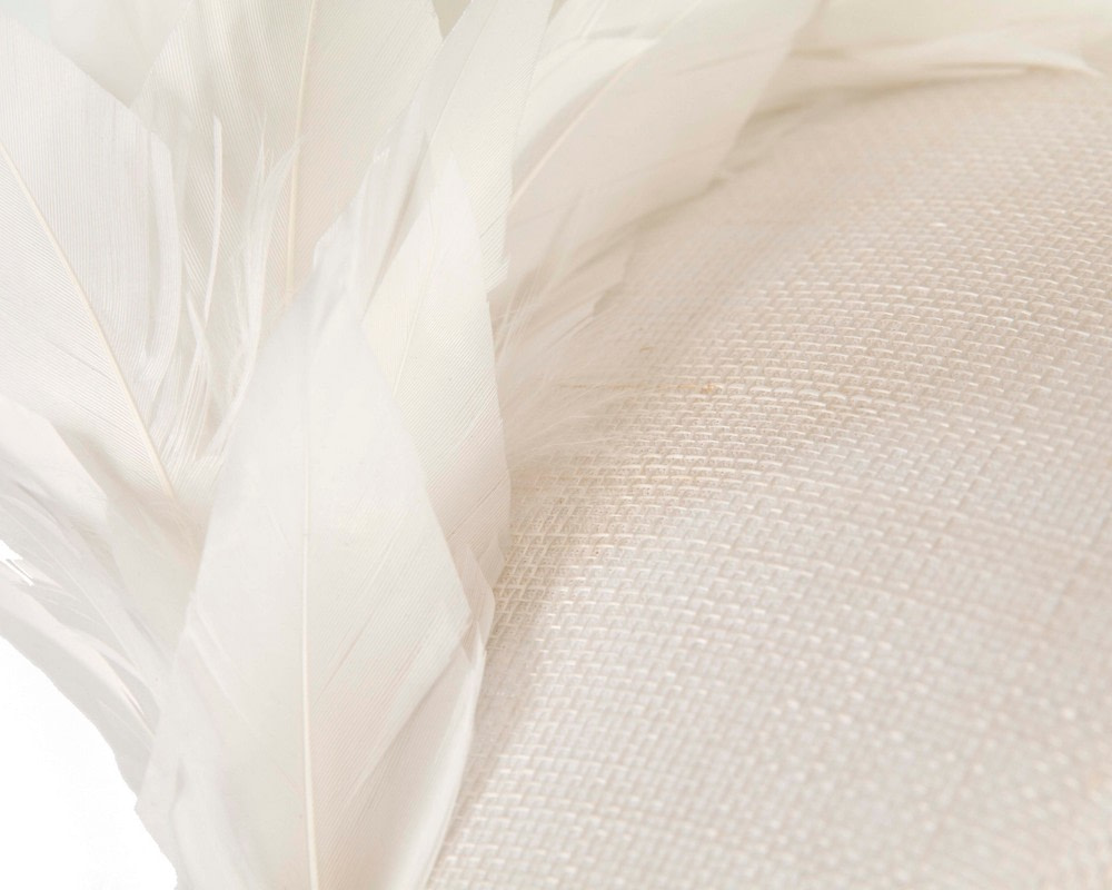 Cream Spring Racing Fascinator With Feathers - Fascinators.com.au