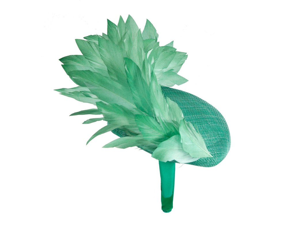 Green Spring Racing Fascinator With Feathers - Fascinators.com.au