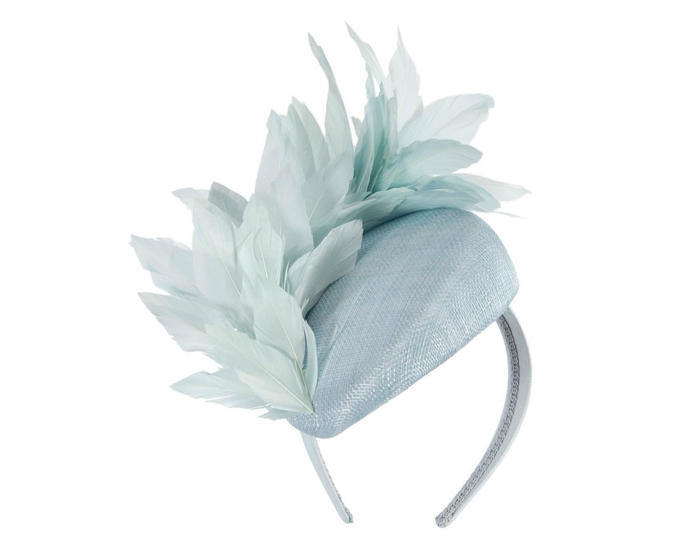 Light Blue Spring Racing Fascinator With Feathers - Fascinators.com.au
