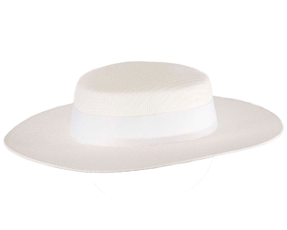 White Boater Hat By Max Alexander - Fascinators.com.au