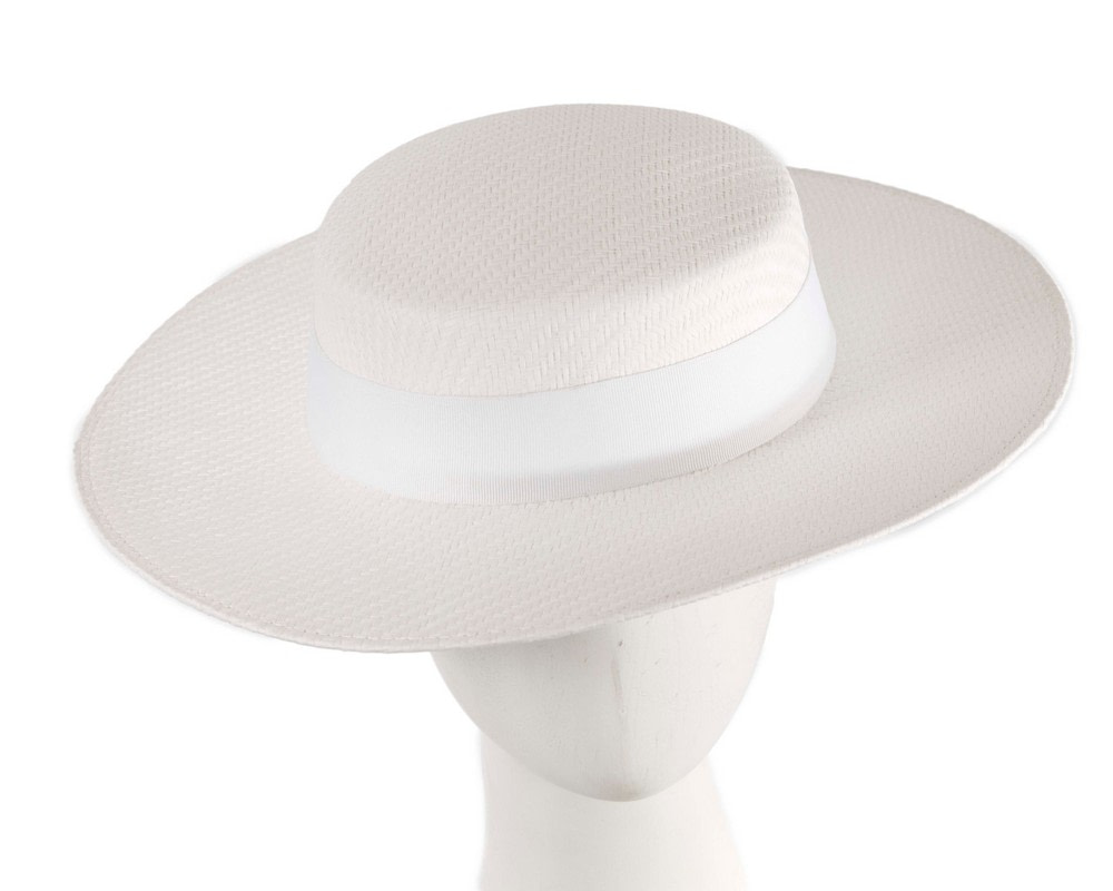 White Boater Hat By Max Alexander - Fascinators.com.au